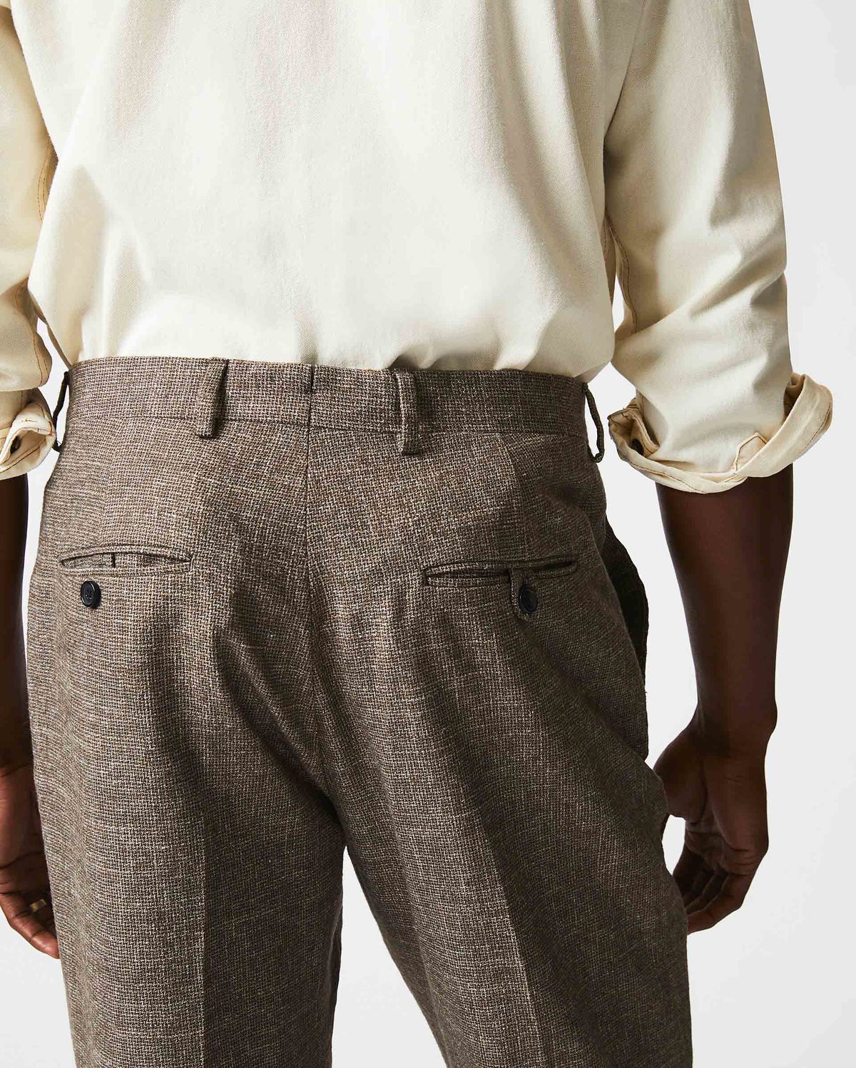 REID Flat Front Trouser - Black Brown | Garmentory