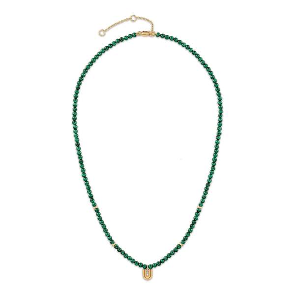Casey Perez Beaded Nova Necklace - Malachite/Gold | Garmentory
