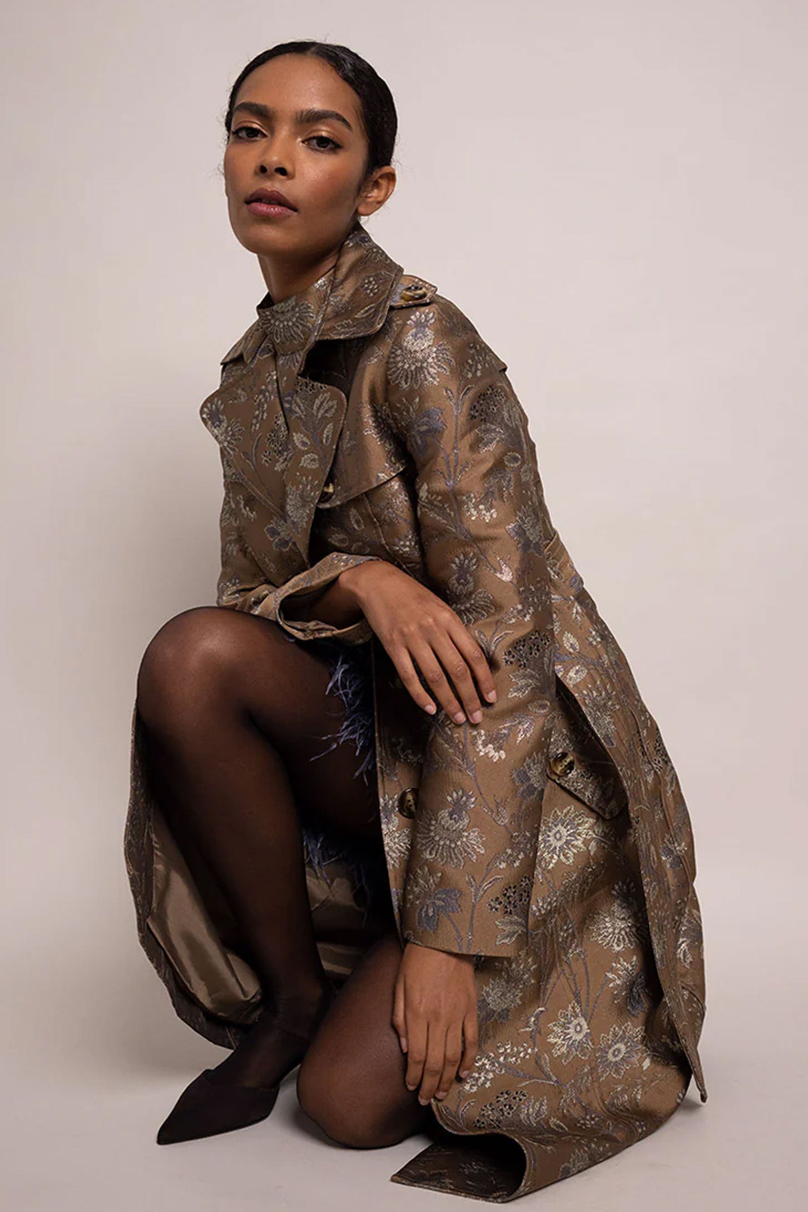 Cara Cara Karlie Trench Jacquard Garden Jacket | Garmentory