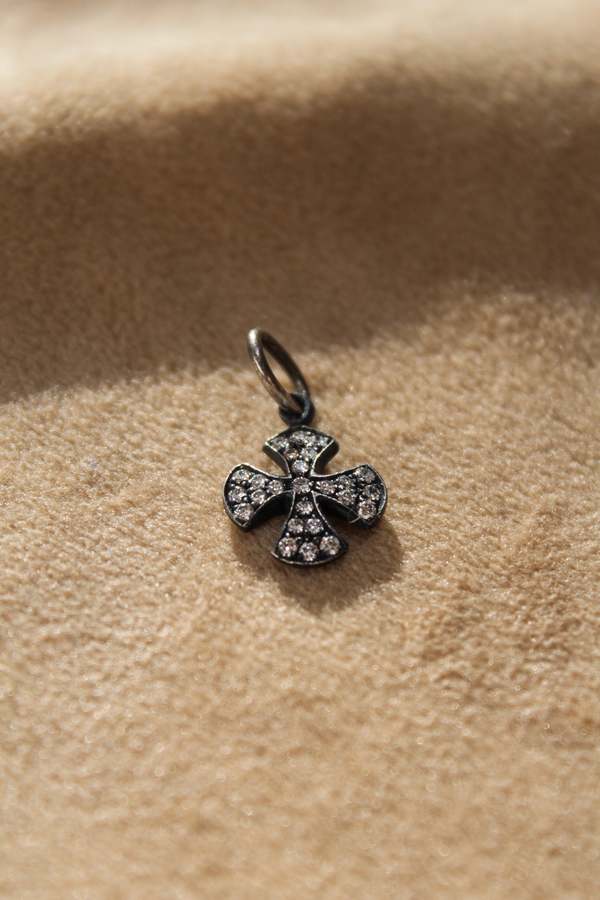 Erica Molinari SS Full Pave White Diamond Maltese Cross Charm ...