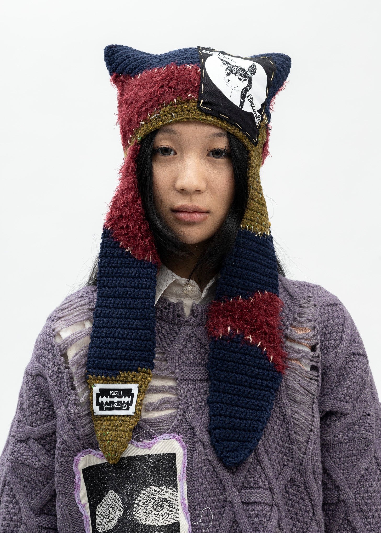 Kidill Who Killed Bambi Hand Knit Beanie - Navy Blue Multi | Garmentory