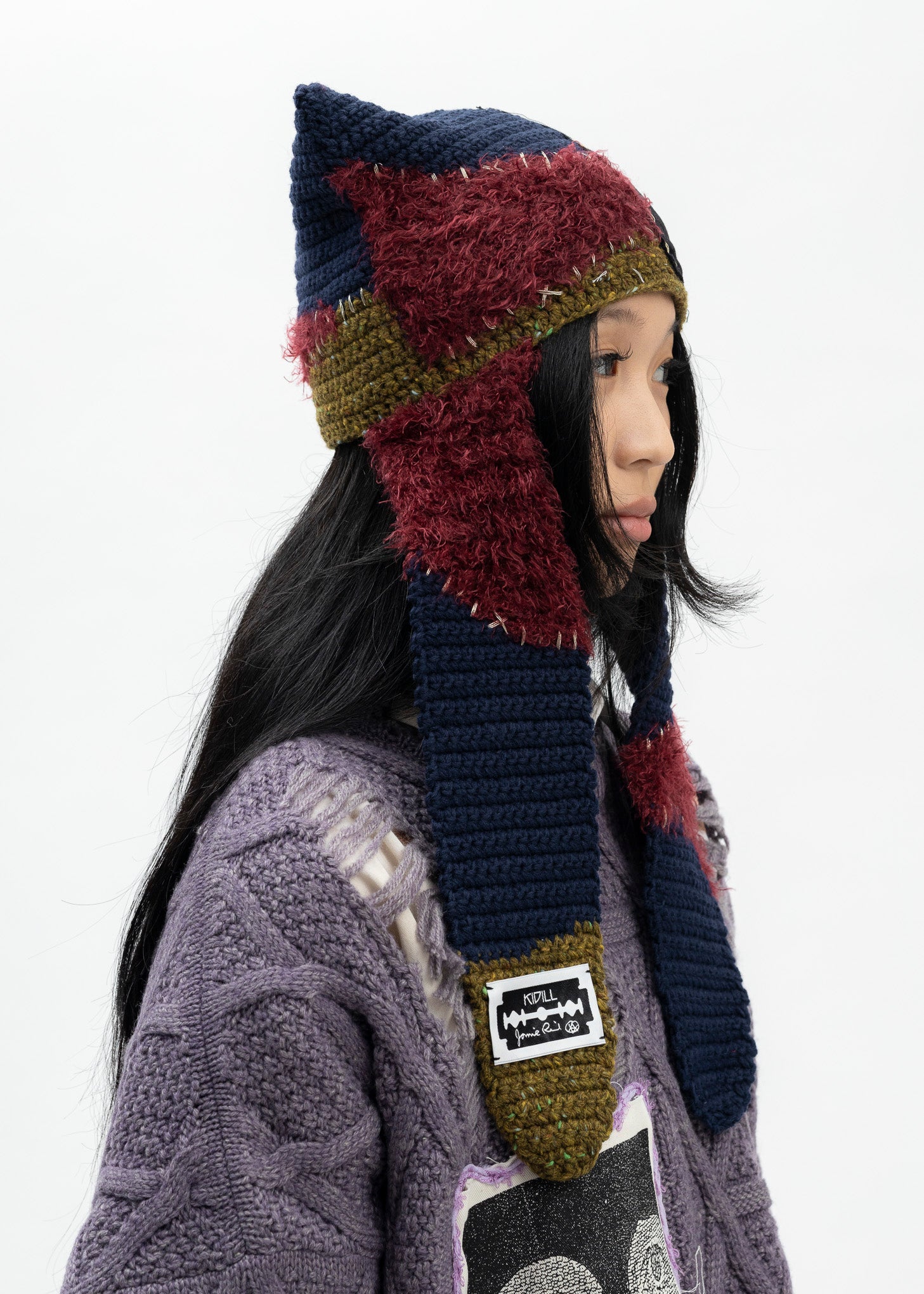 Kidill Who Killed Bambi Hand Knit Beanie - Navy Blue Multi | Garmentory