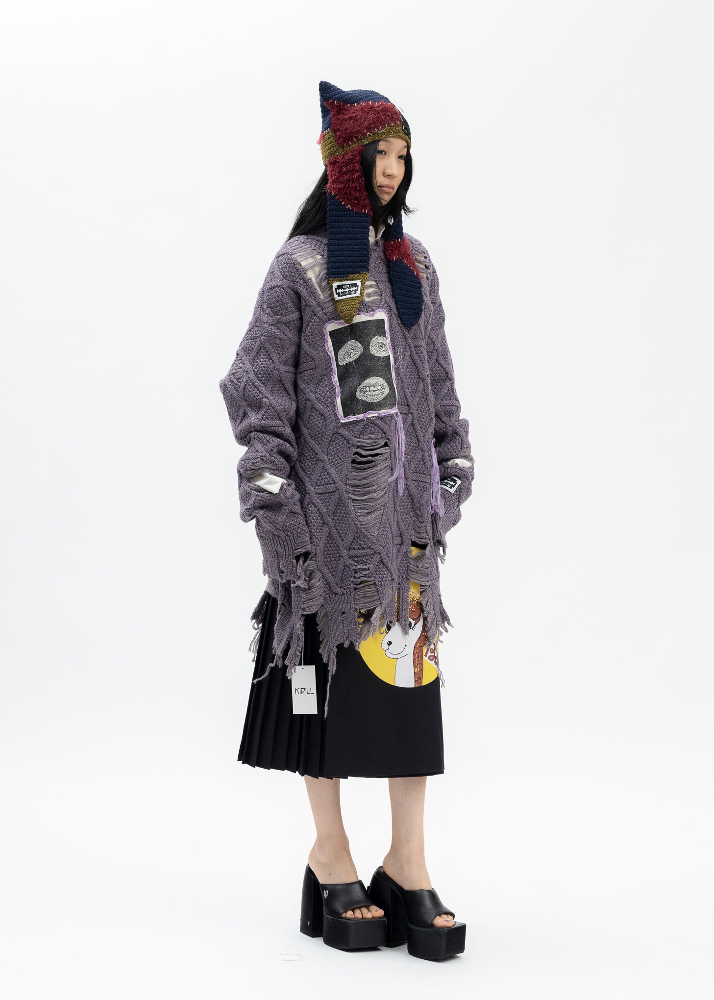 Kidill Who Killed Bambi Hand Knit Beanie - Navy Blue Multi | Garmentory