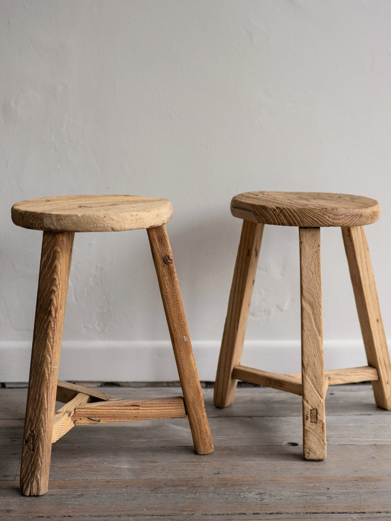 Small Round Stool in Wood | Garmentory
