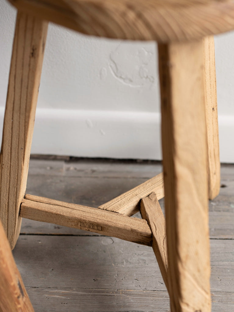 Small Round Stool in Wood | Garmentory