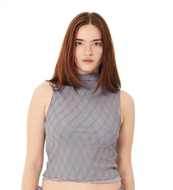 Find Me Now Wanda Mesh Tank - Smoke | Garmentory