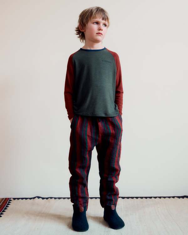 Kids Caramel LEDA CHILDRENS LINEN TROUSERS - MULTI STRIPES | Garmentory