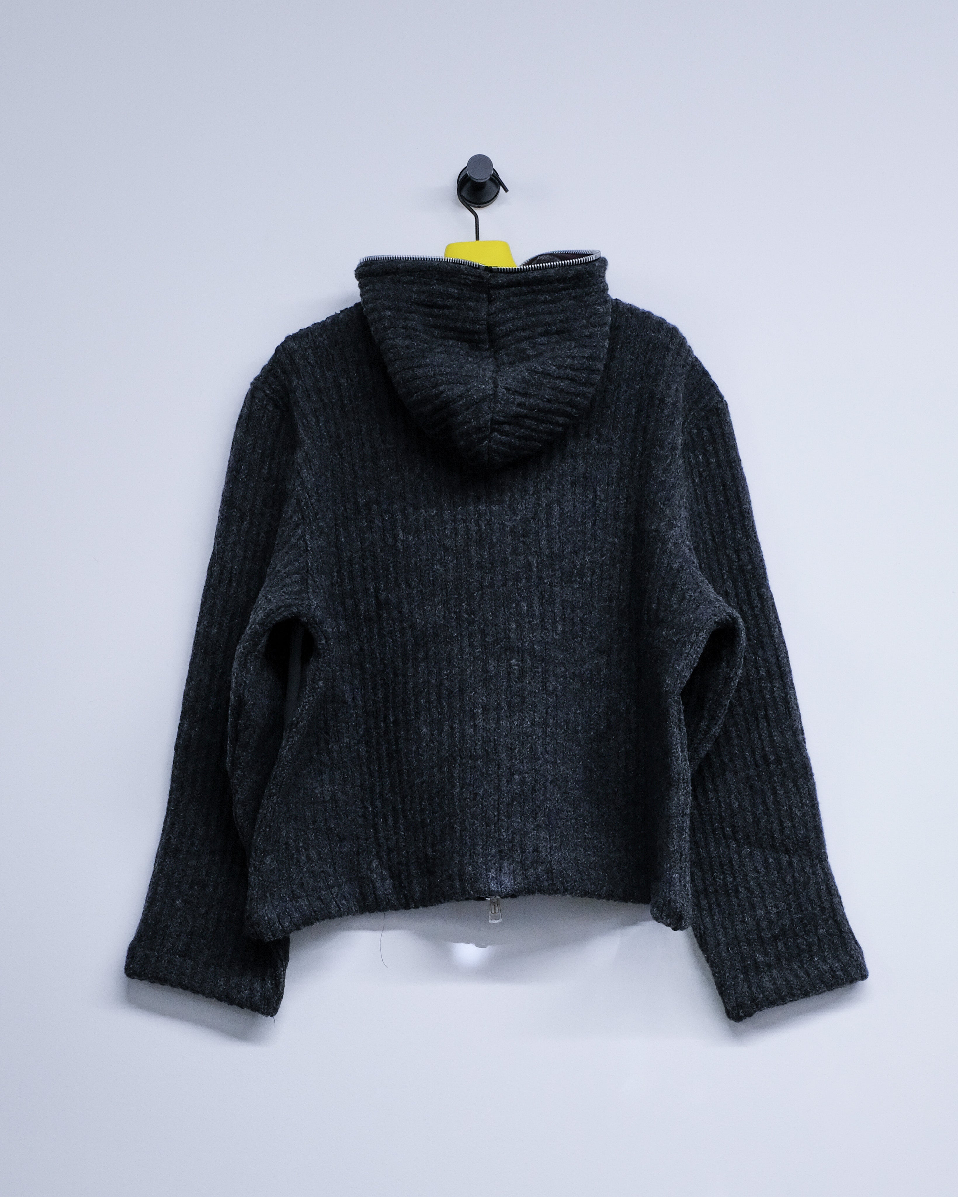 Our Legacy Mega Rib Wool Full Zip Hood - Antracite | Garmentory