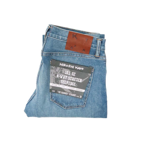 KATO The Hammer Straight 10.5oz Cyndi Selvedge Denim - Blue | Garmentory