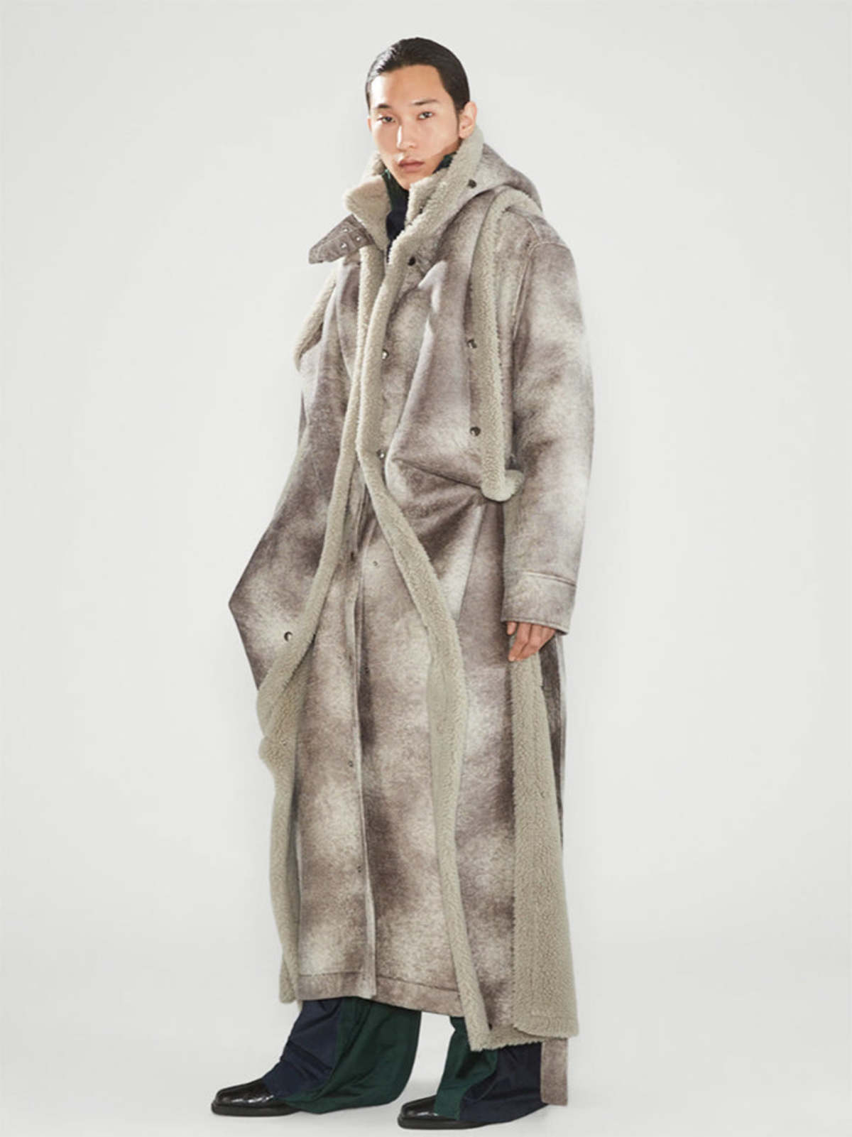 Y/Project Snap Off Panel Hood Aviator Coat - Light Grey/Dark Grey ...
