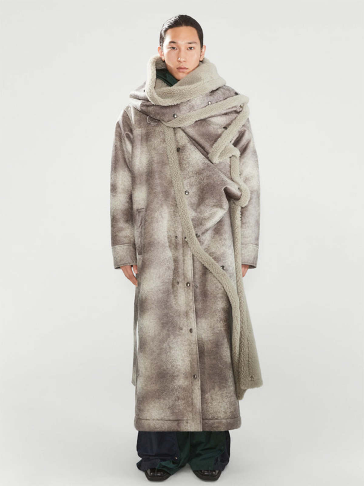Y/Project Snap Off Panel Hood Aviator Coat - Light Grey/Dark Grey ...