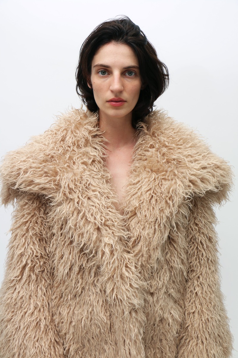 ECKHAUS LATTA Shag Coat - Golden Beige | Garmentory