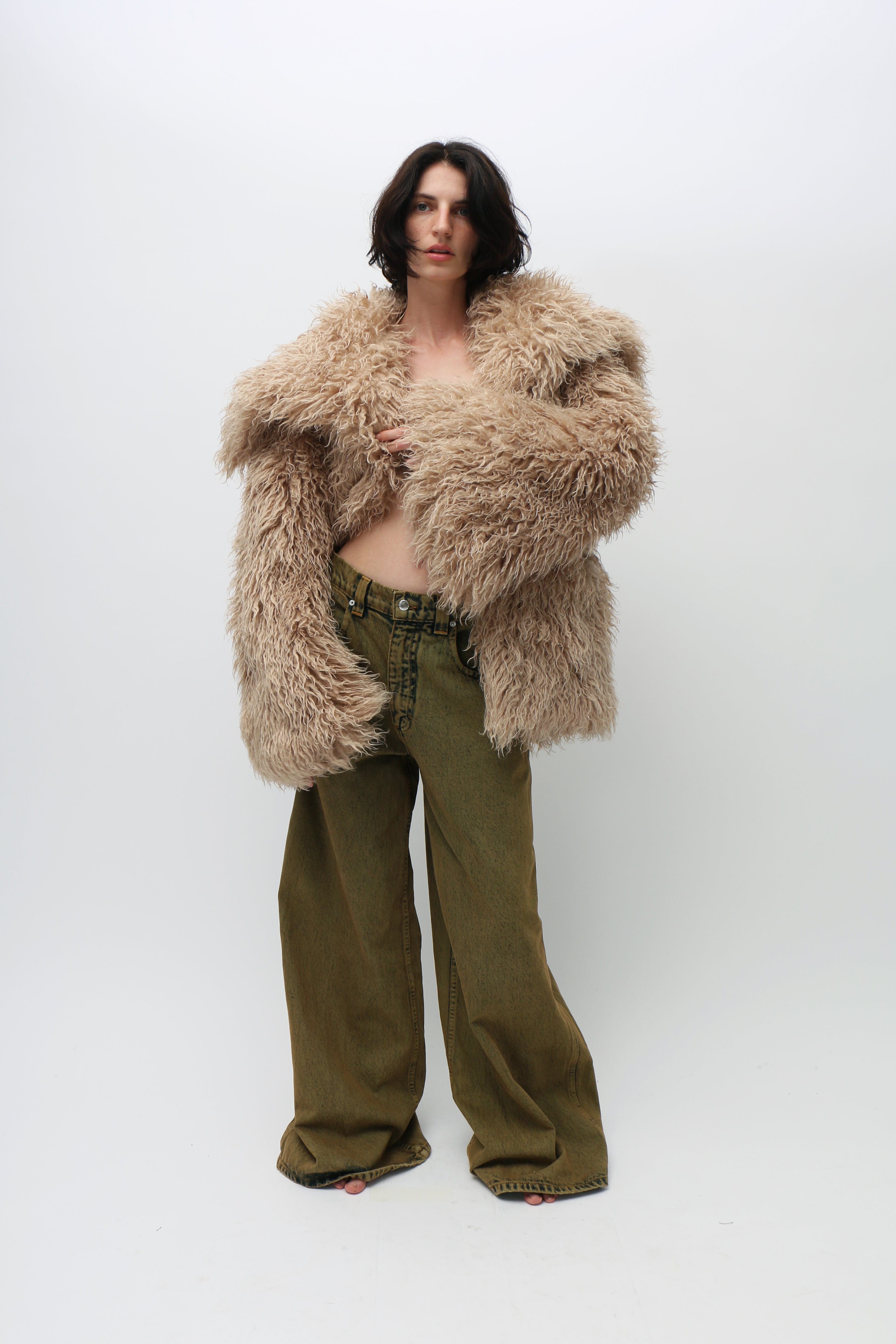 ECKHAUS LATTA Shag Coat - Golden Beige | Garmentory