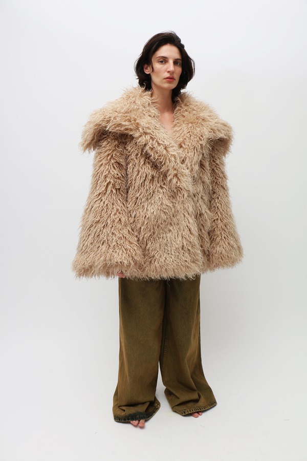 ECKHAUS LATTA Shag Coat - Golden Beige | Garmentory