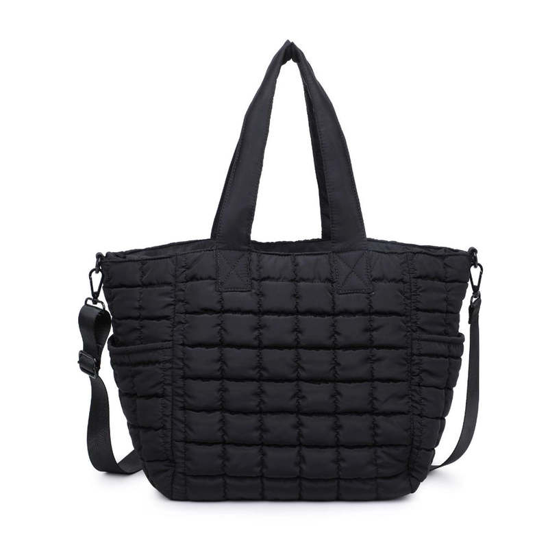 Sol and Selene Dreamer Quilted Puffer Nylon Tote - Black | Garmentory