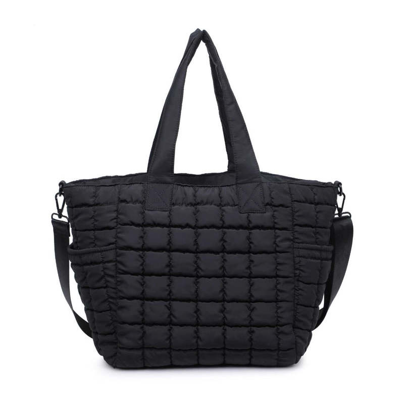 Sol and Selene Dreamer Quilted Puffer Nylon Tote - Black | Garmentory