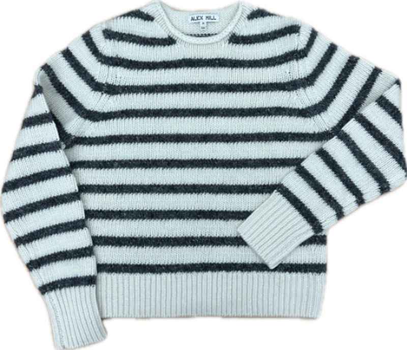Alex Mill Merino Wool Stripe Sweater - White/Ash | Garmentory