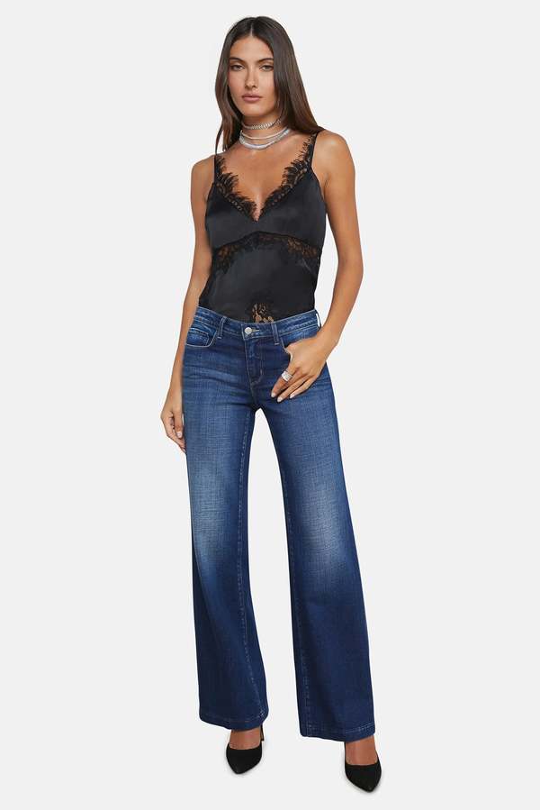 L'agence Joanne Low Rise Wide Leg Haven Jean - Blue Denim | Garmentory