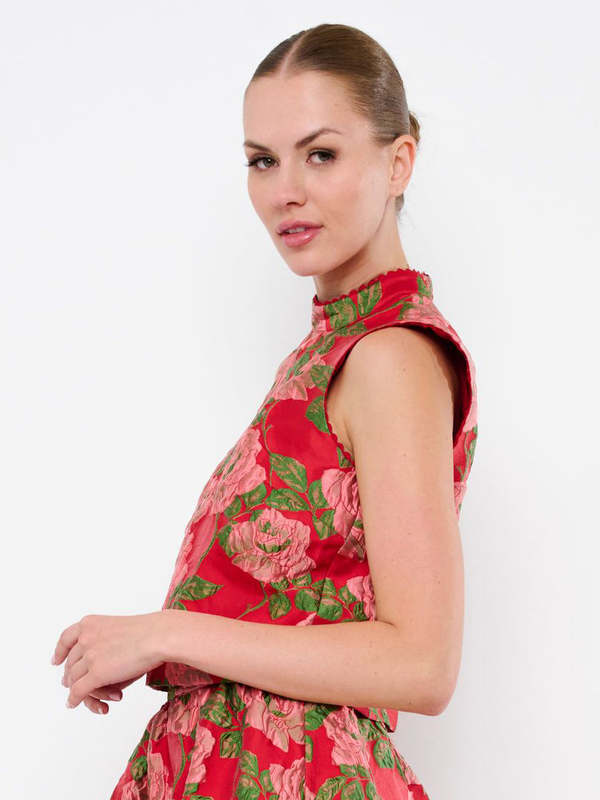 Flora Bea Tricia Top - Red Rose | Garmentory