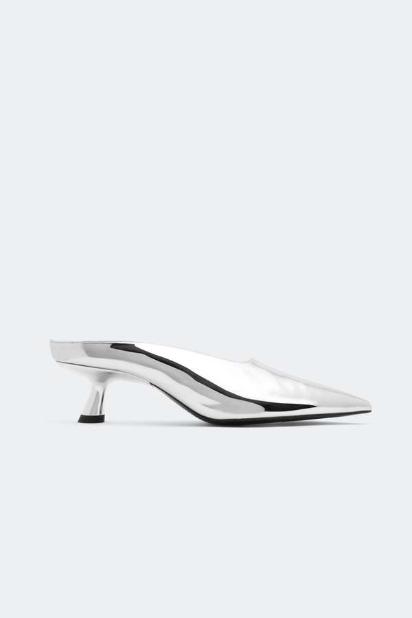 Simon Miller Chrome Pointed Gala Mule - Silver | Garmentory