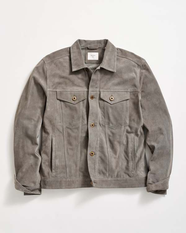 Billy Reid Suede Tupelo Trucker Jacket - Dark Metal | Garmentory