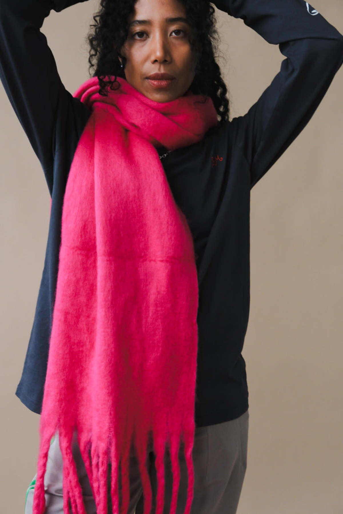 Pipe & Row Chunky Solid Scarf - Hot Pink | Garmentory