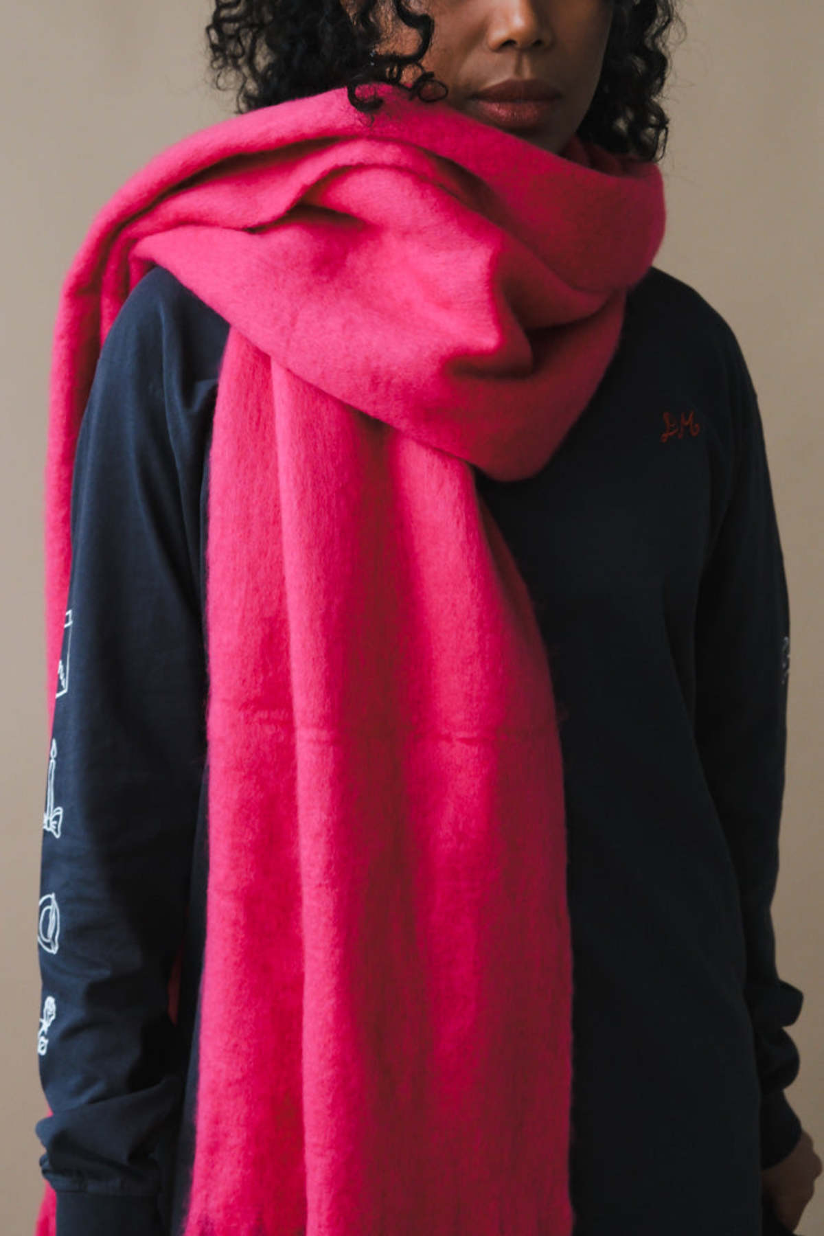 Pipe & Row Chunky Solid Scarf - Hot Pink | Garmentory