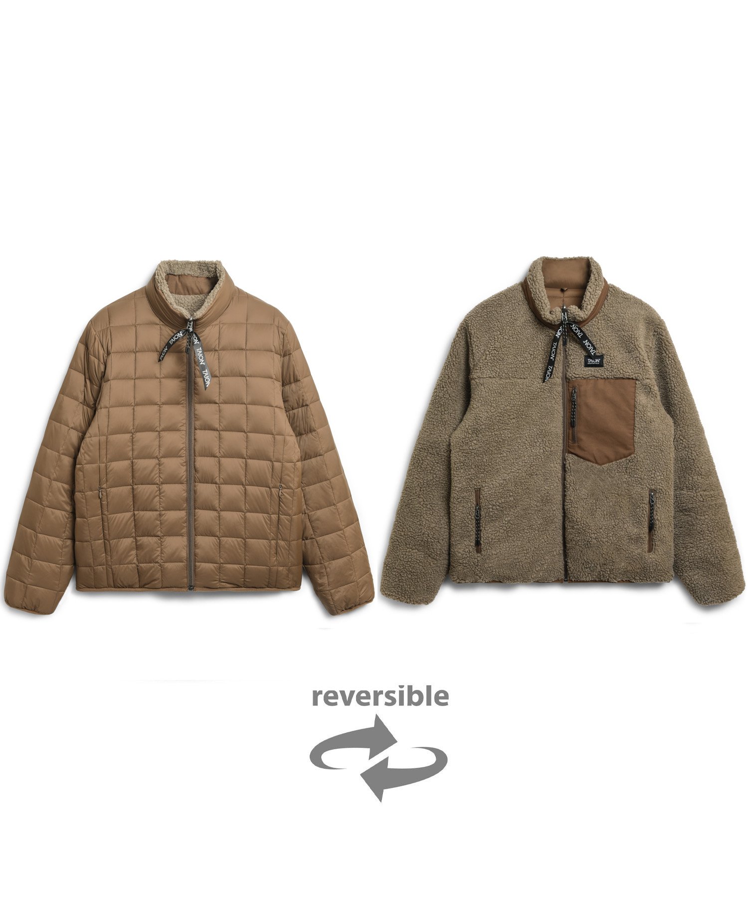 TAION Boa Reversible Down Jacket - Brown/Beige | Garmentory