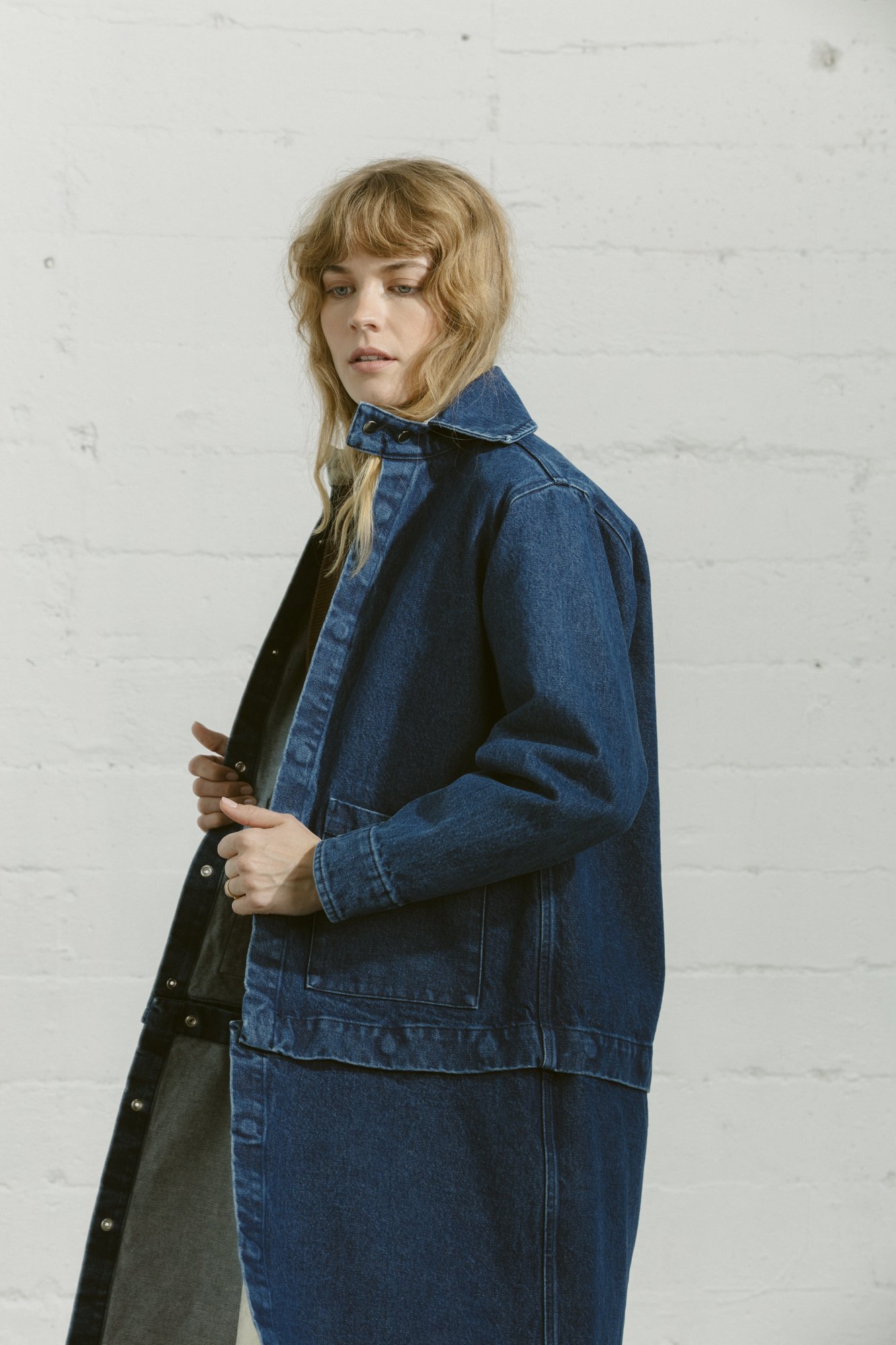 Carleen Snap Away Duster - Dark Rinse | Garmentory
