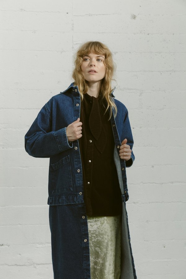 Carleen Snap Away Duster - Dark Rinse | Garmentory