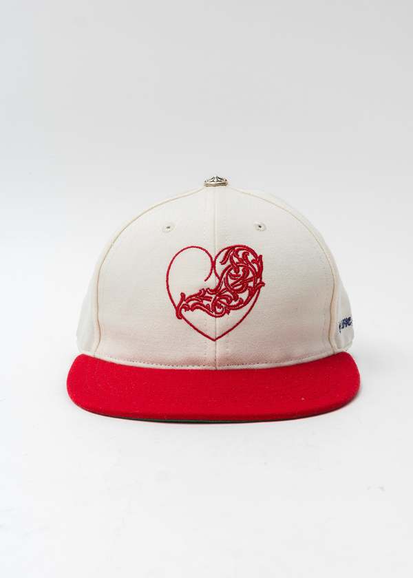 Chrome Hearts Hearts Fitted Hat - White/Red | Garmentory