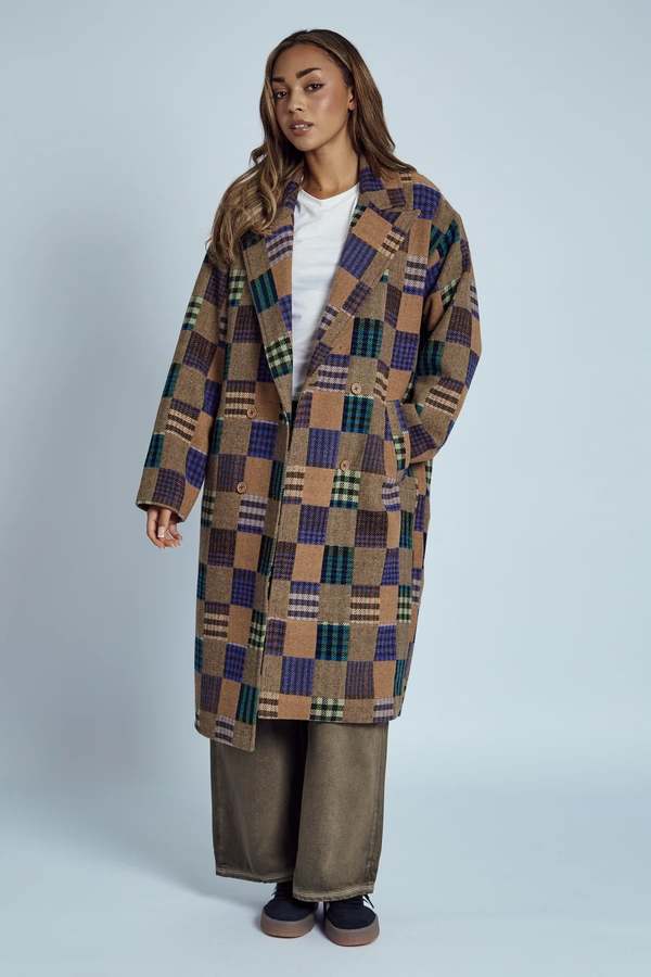 Native Youth Emrys Patchwork Long Line Coat | Garmentory