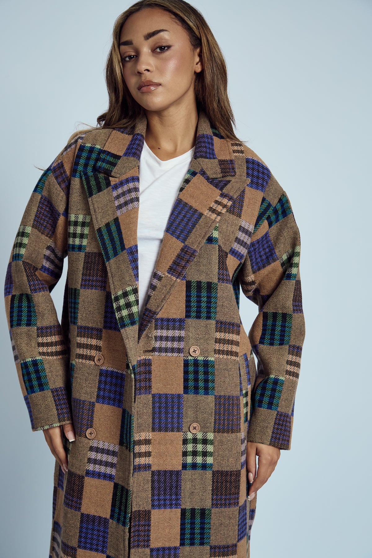 Native Youth Emrys Patchwork Long Line Coat | Garmentory