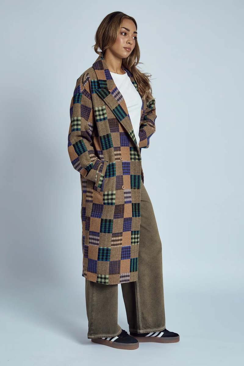 Native Youth Emrys Patchwork Long Line Coat | Garmentory