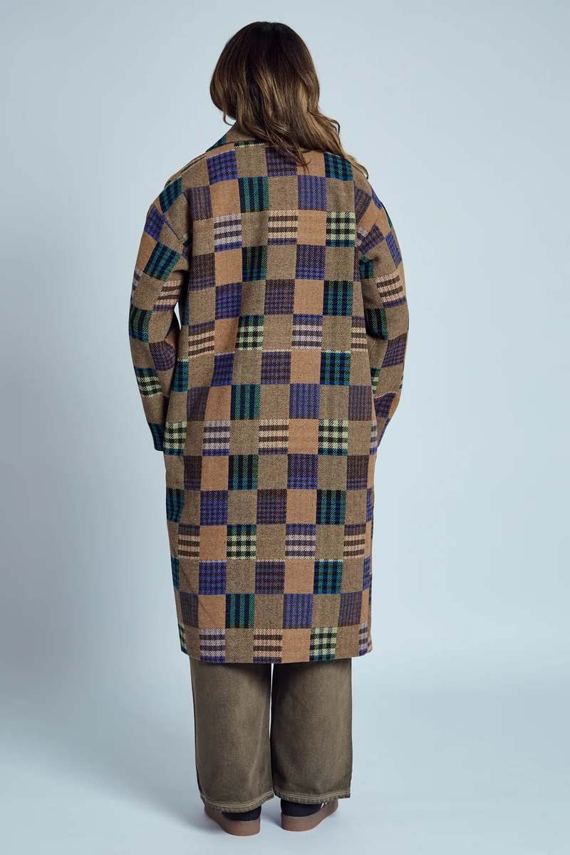 Native Youth Emrys Patchwork Long Line Coat | Garmentory