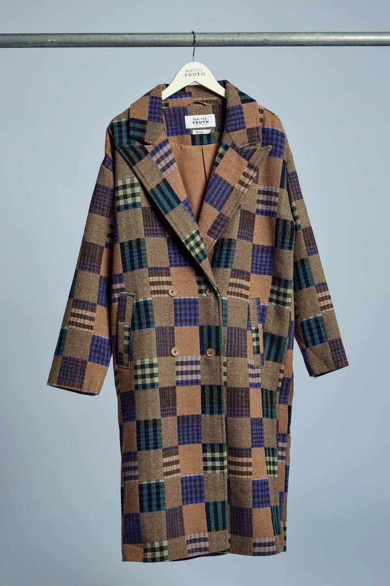 Native Youth Emrys Patchwork Long Line Coat | Garmentory