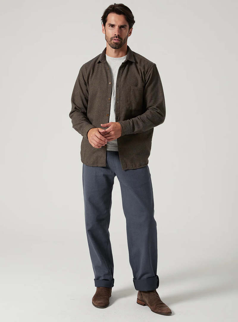 Freeman Weathervane Flannel Shirt - Dark Olive Twill | Garmentory
