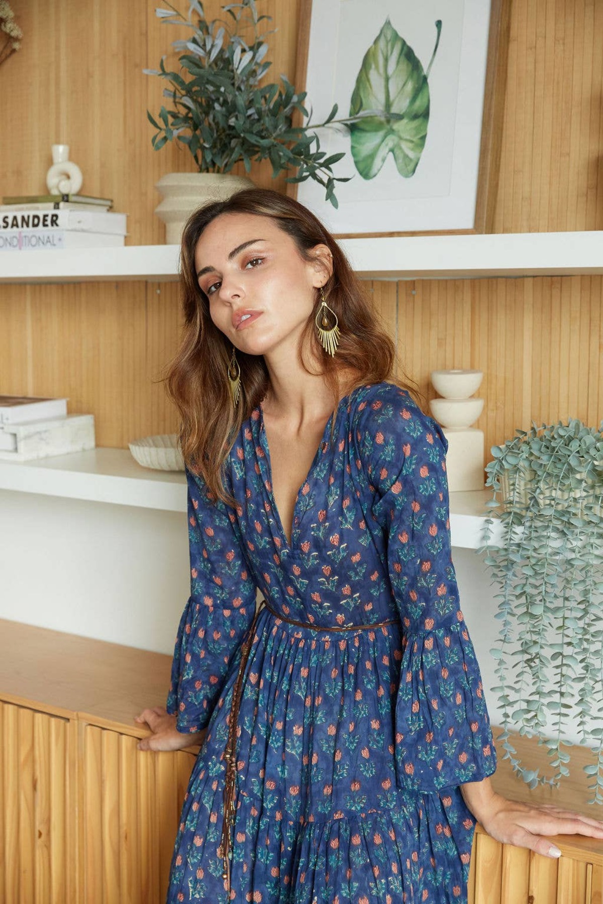 The Fox and The Mermaid Zahava Dress - Blue Block Printed | Garmentory