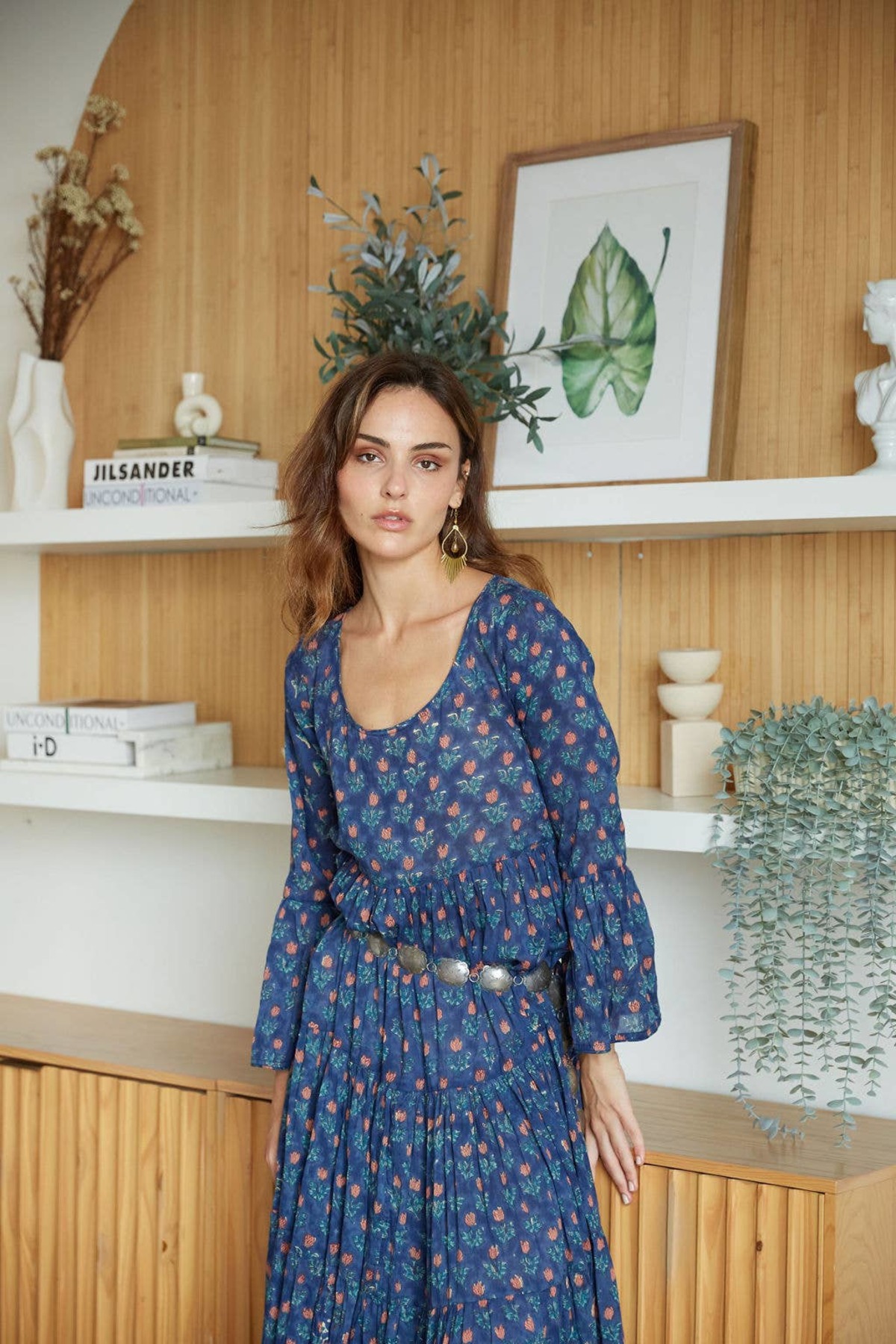 The Fox and The Mermaid Zahava Dress - Blue Block Printed | Garmentory