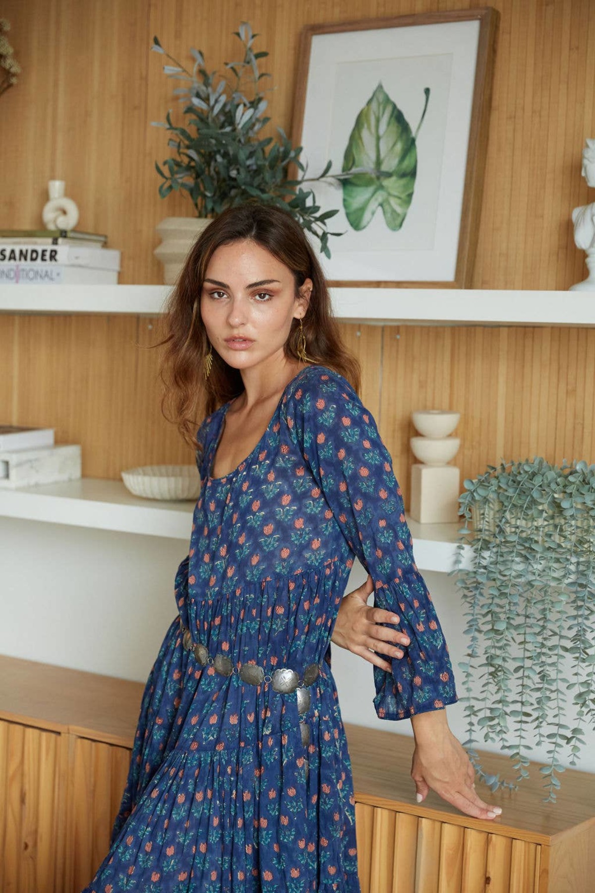 The Fox and The Mermaid Zahava Dress - Blue Block Printed | Garmentory