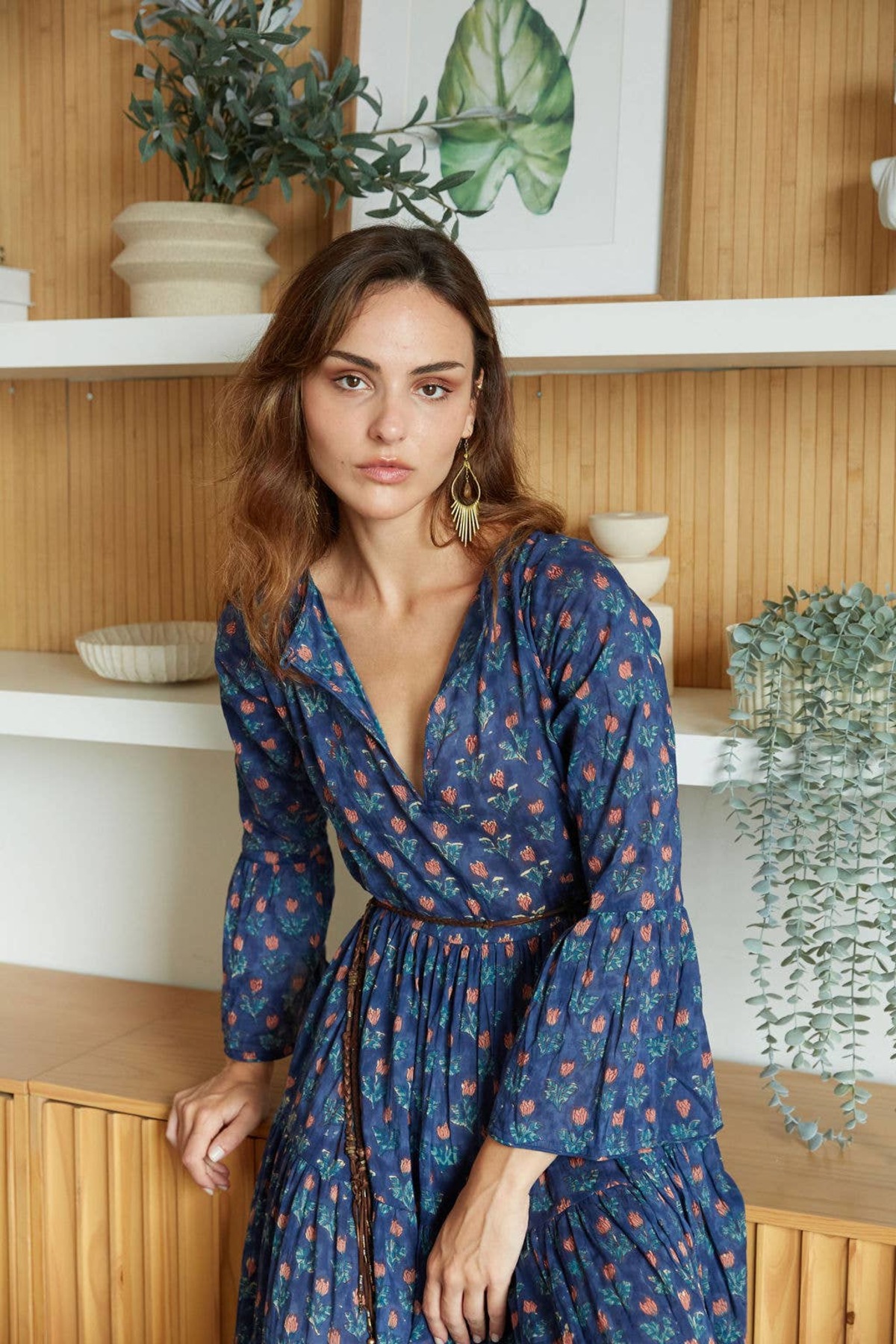 The Fox and The Mermaid Zahava Dress - Blue Block Printed | Garmentory