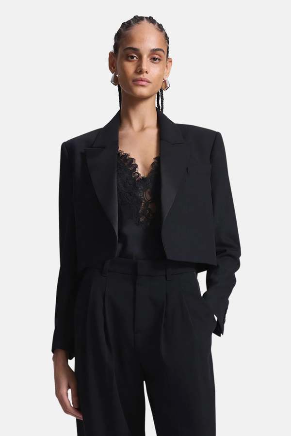 A.L.C. Anderson Cropped Tux Jacket - Black | Garmentory