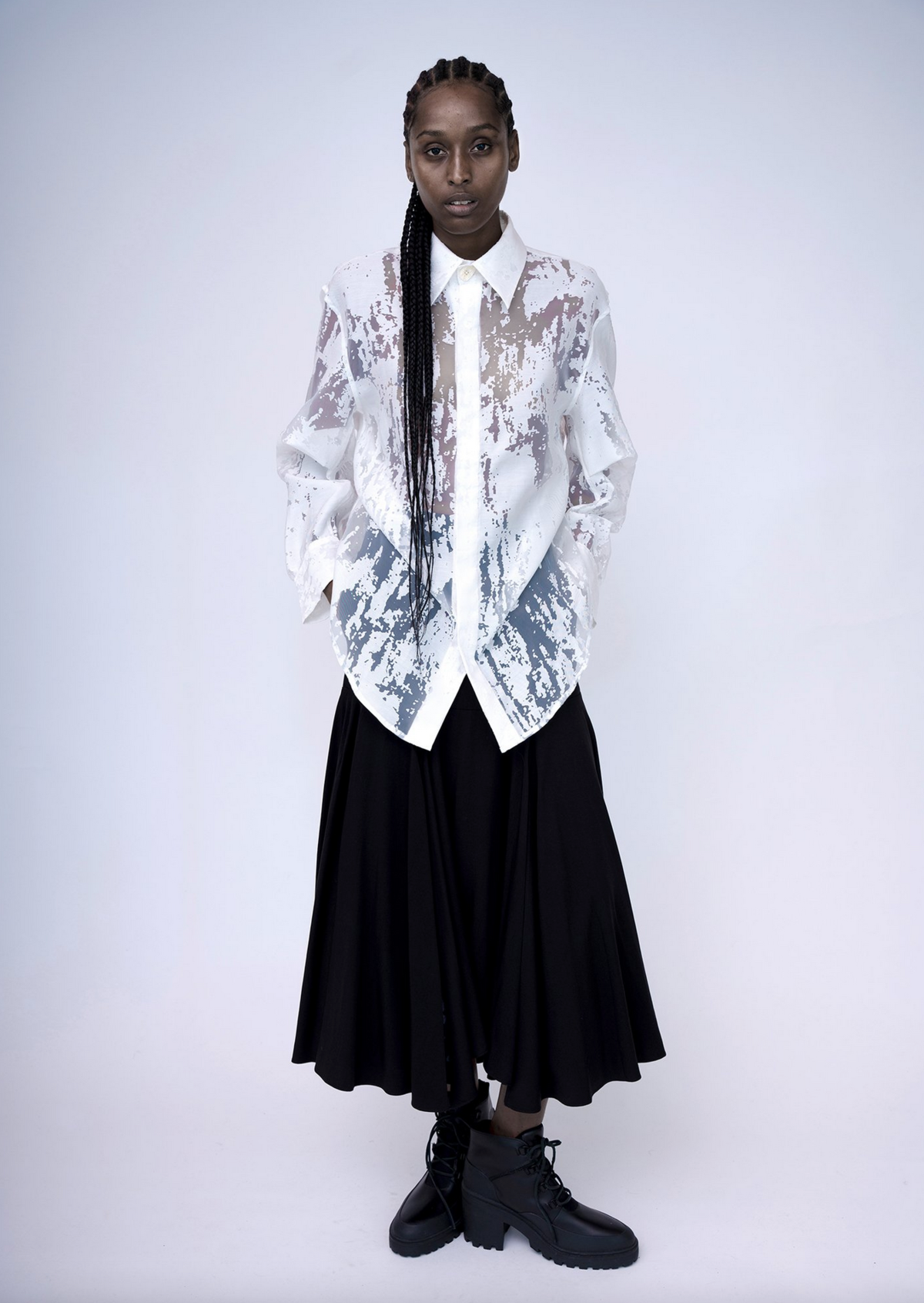 KAWAkEY Devore Origami Shirt - Linen White | Garmentory