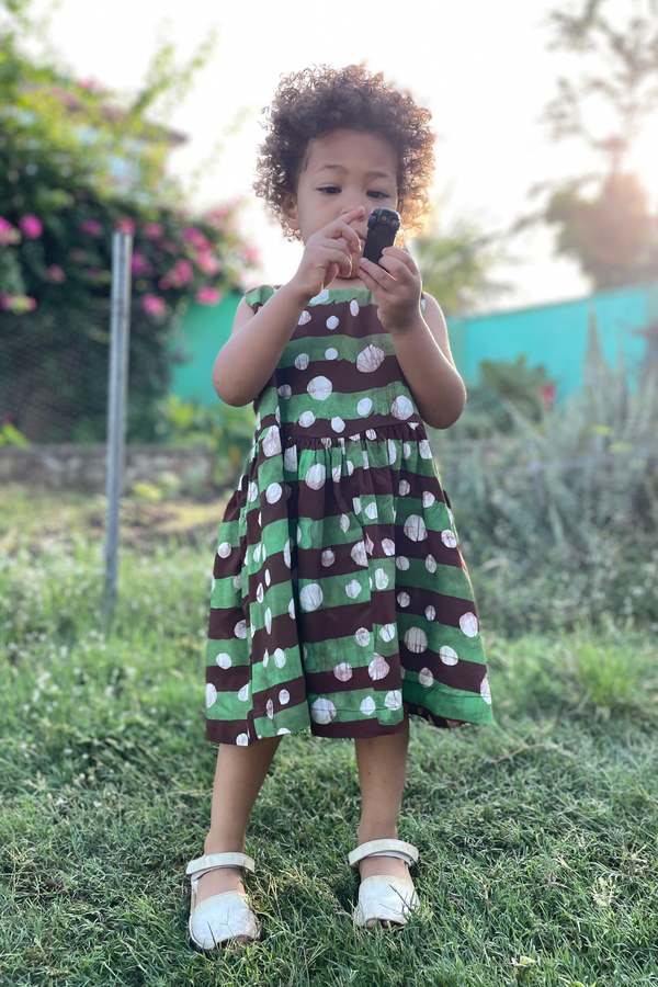 Kids Ama Dress in Green Bubbles | Garmentory