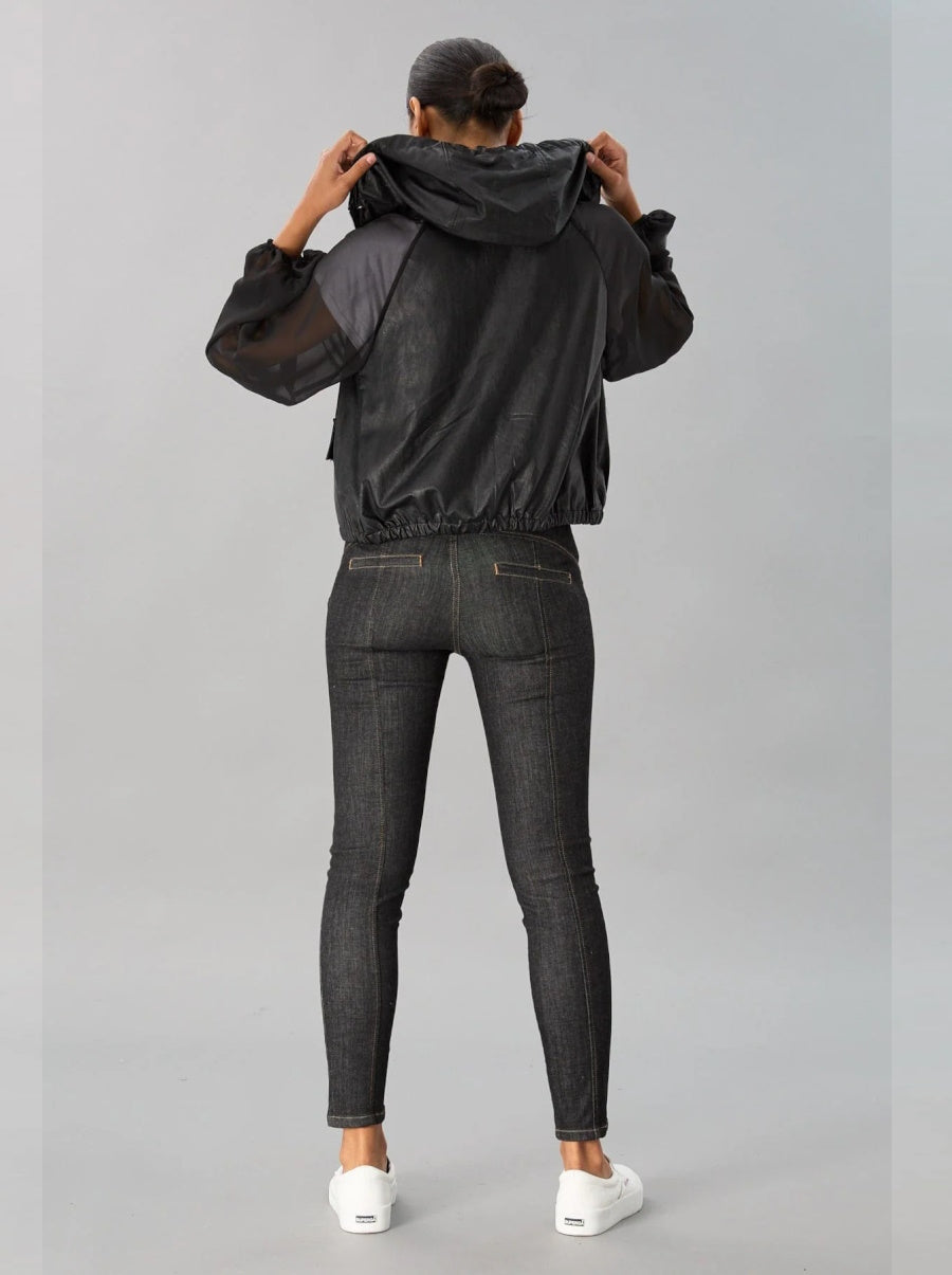 Lola & Sophie Sheer Sleeve Vegan Leather Jacket | Garmentory