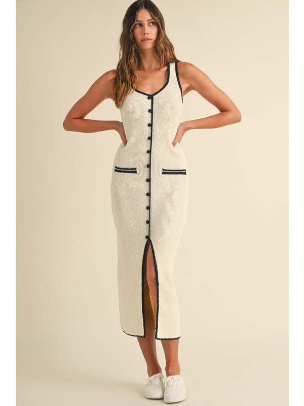 Mable Panna Contrast Binding Dress - Cream | Garmentory