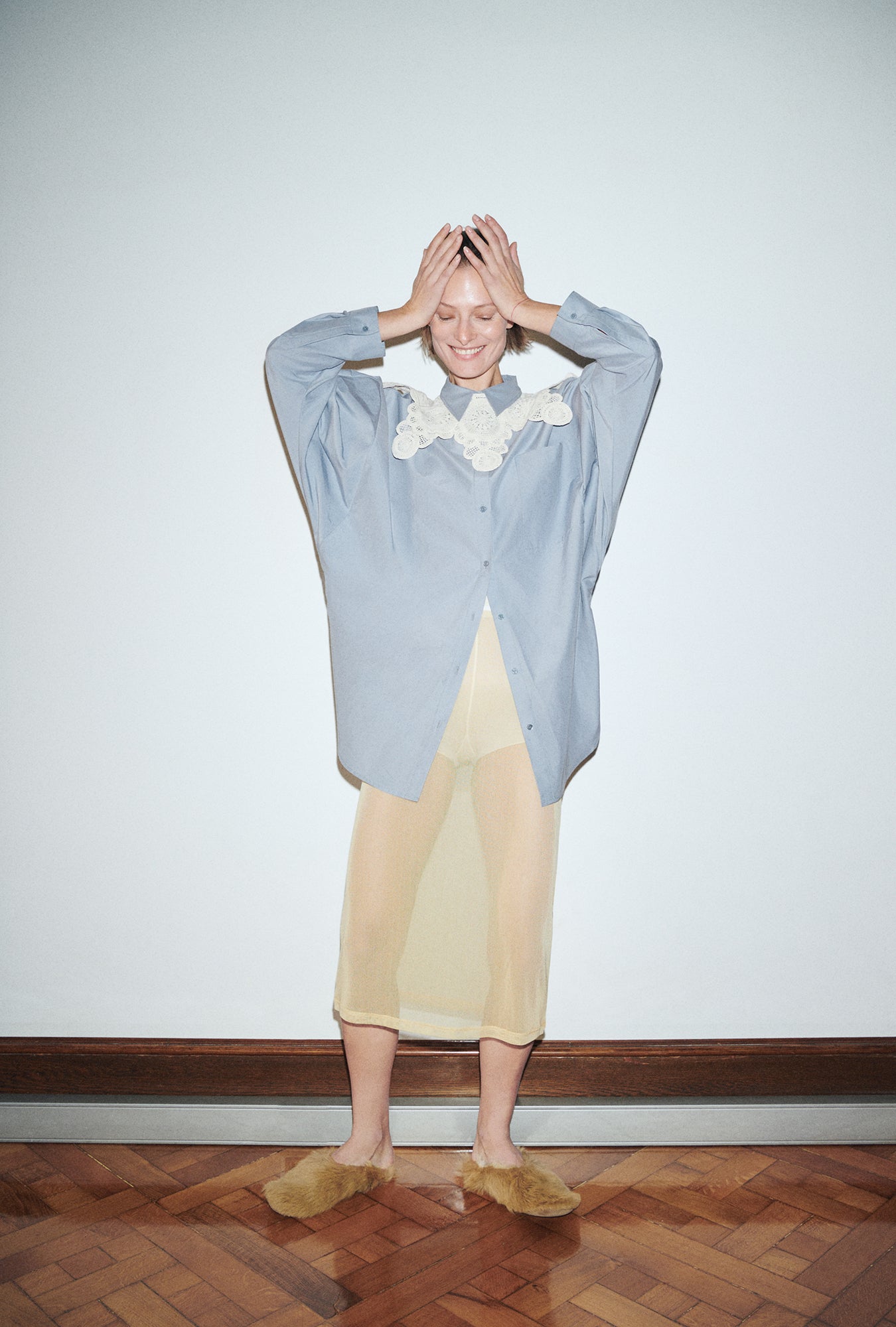 Silk Laundry Mesh Skirt - Shell | Garmentory