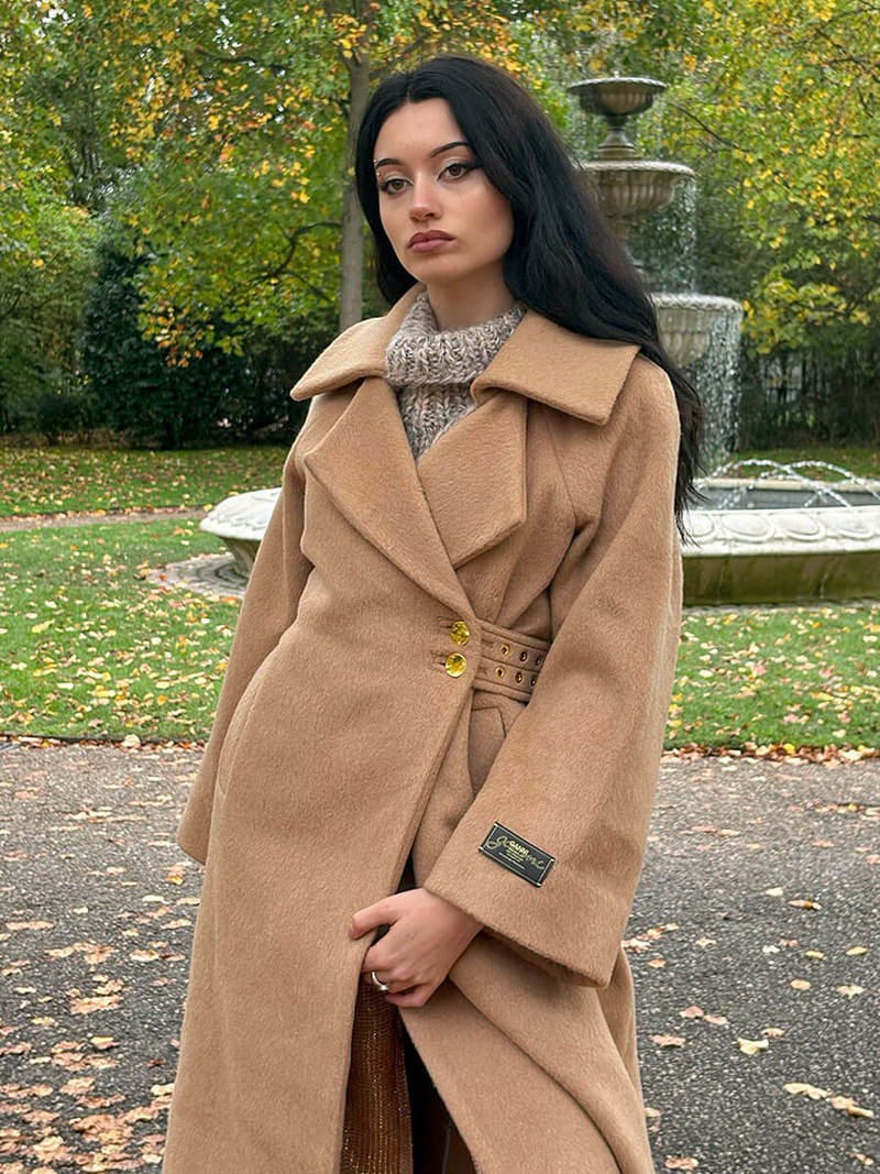 Ganni Wool Blend Coat Camel Garmentory