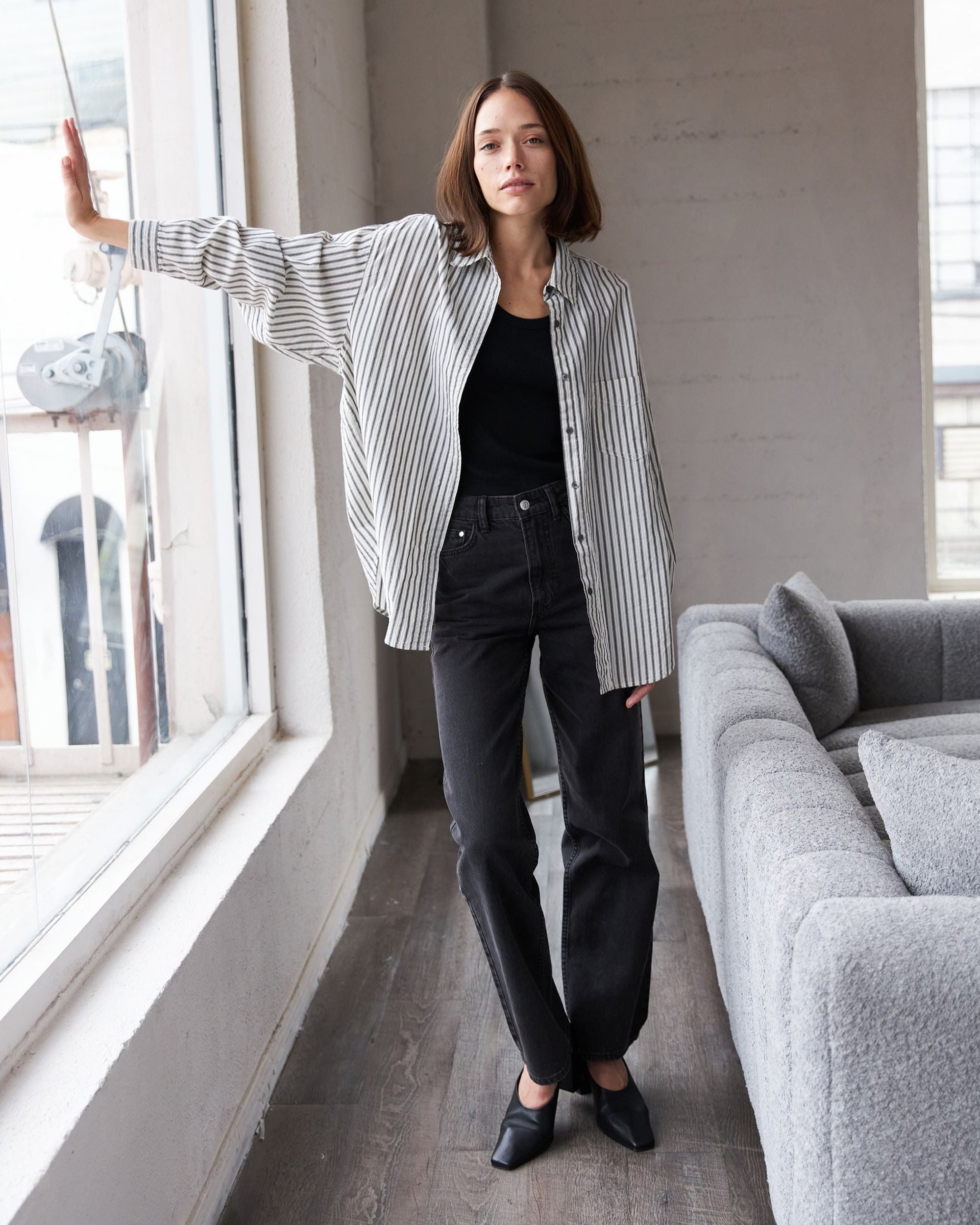It Is Well L.A. Oversized Striped Button Down Shirt | Garmentory