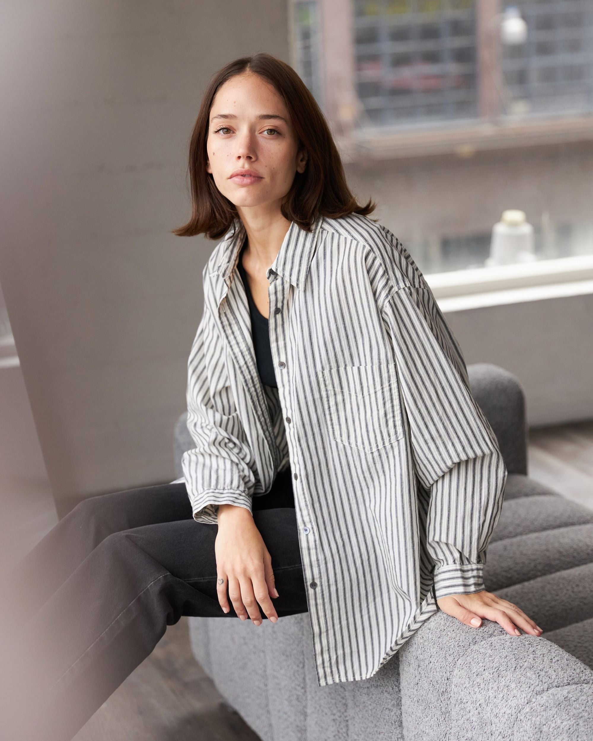 It Is Well L.A. Oversized Striped Button Down Shirt | Garmentory